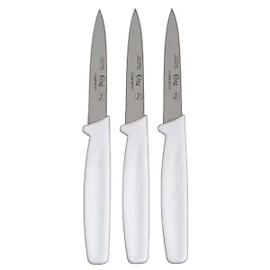 Paring Knives Set Of 3 White Handle 3.25 inch Paring Dishwasher Safe Fruit Choice Pairing Knife, Small Piece Kitchen knive pack sharp professional pairing knive pack, kiwi knife, mini