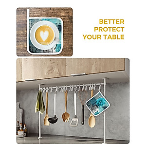 4 Pack Pot Holders for Kitchen,Blue Green Gradient Teal Turquoise Dahlia Floral Heat Proof Potholder Hot Pads Trivet,Flower Abstract Art Oil Painting Washable Coaster Potholders for Cooking Baking