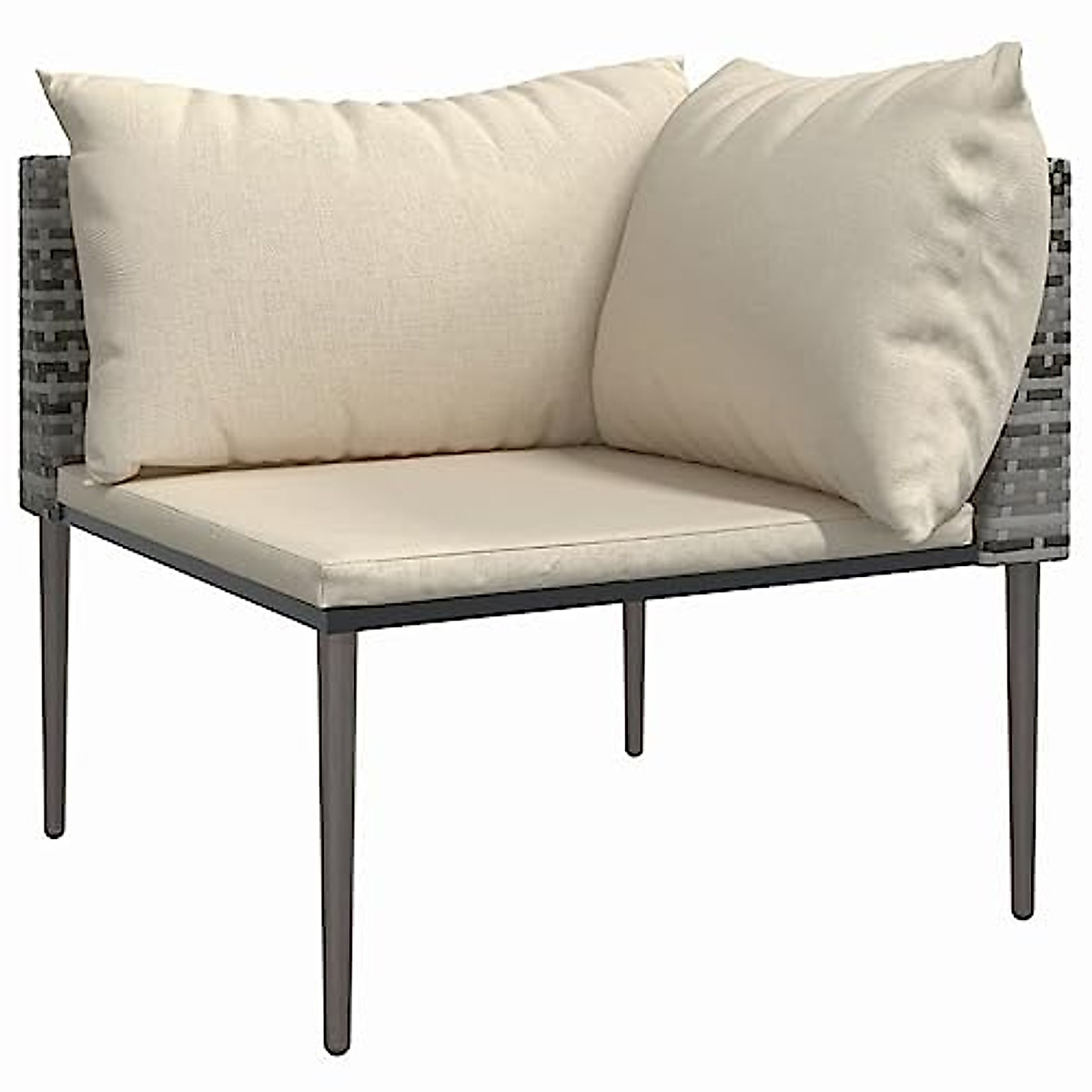 GuyAna 3 Piece Patio Set with Cushions Outdoor Furniture Sets Conversation Sets Patio Furniture Dining Patio Furniture Set Patio Sets Gray Poly Rattan