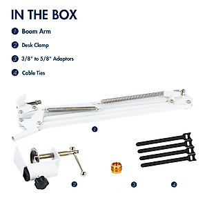 White Boom Arm for Hyperx Quadcast, Mic Desk White Stand Compatible with Hyperx Quadcast s Microphone, Hyperx quadcast Mic White Arm perfect for Podcasts, Gaming, Recording