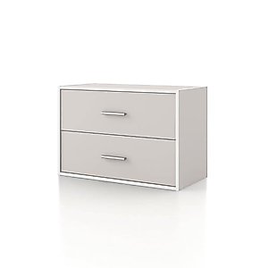 HOMES: Inside + Out Apexa 2-Drawer Wooden Stackable Storage Drawers, Small Food Pantry Cabinet, Cajonera De Madera, Underbed Drawer Dorm Teen Room Decor & Bedroom, Home Office, Kitchen, Taupe Grey
