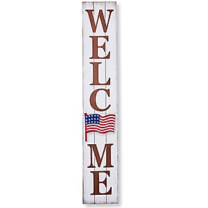 Collections Etc 8-Piece Vertical Multi-Season Wooden Welcome Sign Decor with Magnetic Backing - Seasonal Outdoor Home Decoration for Front Porch, Door, Wall - 46" x 8"