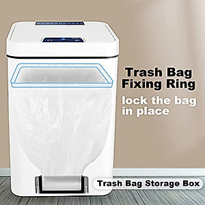 TrashAid Motion Sensor Trash Can with Lid, 4.8 Gallon Touchless Rechargeable Smart Trash Bin Bathroom, Automatic Plastic Garbage Can for Bedroom, Office, Living Room, White