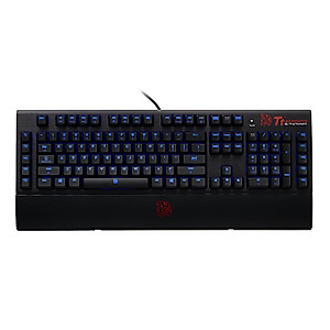 Thermaltake Tt e Sports Poseidon Z Forged Aluminum Faceplate with Built-in USB Port & Sound Card Brown Switches Blue Backlight Mechanical Gaming Keyboard KB-BAZ-KBBLUS-04