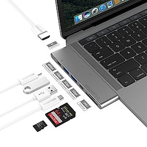 Port Expander USB C Hub Adapter USB-C Docking Station USB Adapter 7-in-2 with 4K HDMI, 100W PD, USB-C and 2 USB 3.0, SD/TF Card Reader USB Splitter (Color : Silver)