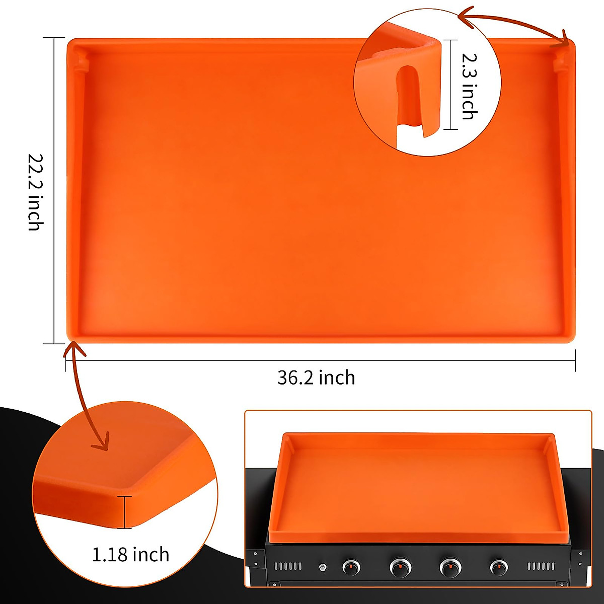 Snuggery Silicone Griddle Mat 36” for Blackstone,Upgraded Full-edge Heavy Duty Food Grade Non-Stick Griddle Cover,Grill Buddy Mat Protect Your Griddle from Dirt & Rust (36 Inch)