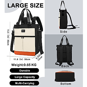 COMELY Backpack Tote for Women Casual Laptop Daypack Crossbody Bag 4-in-1 Travel Bookbag Diaper Bag Nurse Teacher Bag Water Resistant Wide Top Open for Daily Work College , Black B