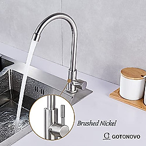 Stainless Steel Cold Water Kitchen Sink Faucet Brushed Nickel Bathroom Single Handle Bar Faucet Faucet Single Temperature Water Only Silver Rotatable