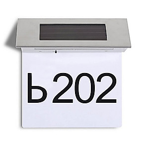 DOITOOL LED Flag Led Signs 2pcs Solar House Number Plaque Light with Motion Sensor LED Light Address Number Outdoor Metal Plaque Lighted Up for Home Garden Street Outdoor Digital Signs