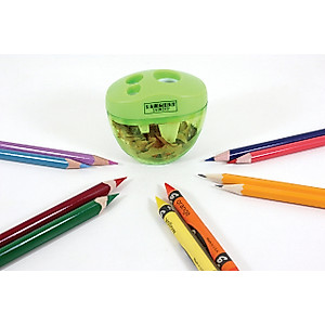 Sargent Art 3 Manual Hole Pencil Sharpeners - 3 Holes With Lid - Portable Colored Pencil Sharpener - Jumbo - Green - Easy Grip Oval Shape