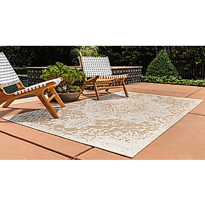 Rugs.com Jill Zarin Outdoor Collection Rug – 6' x 9' Blue Flatweave Rug Perfect for Bedrooms, Dining Rooms, Living Rooms