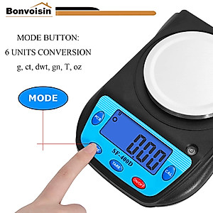 Bonvoisin Digital Lab Scale 600g x 0.01g Precision Electronic Scale LCD Display Analytical Balance Jewelry Scale Scientific Scale 0.01g Accuracy