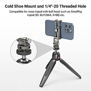 SmallRig Multifunctional Universal Cell Phone Mount Adapter, Phone Tripod Mount with Cold Shoe, Phone Holder for iPhone 15 14 13 12 11, Fits for Tripod Monopod Phone Cage Camera cage-3559