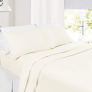 4-Piece BedSheets Set-800 Thread Count-100% Cotton Bedding Set for Full XL Size Bed-Long Staple Cotton Soft Sateen Weave, Fits Upto 16'' Deep Pockets Fitted Sheet-Cream