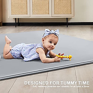 ANGELBLISS Baby Playpen Mat, 50"x 50"x 1.18" Self-Inflating Play Mat for Babies and Toddlers, Roll Up & Waterproof Foam Crawling Mat for Floor, Portable Playmat for Babies with Travel Bag