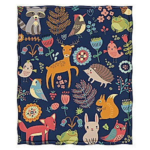 Levens Forest Animals Throw Blanket Gifts for Women Girls, Warm Deer Rabbit Owl Fox Theme Decor for Couch Bed Sofa Travelling, Birthday Christmas Soft Cozy Lightweight Blankets for Kids 50"x60"