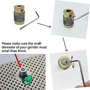 Jarshtime Glass Grinder Bits 4 PCS Diamond Stained Glass Grinding Wheel Includes 1 3/4 1/4 1/8 Inch Diamond Glass Grinder Heads