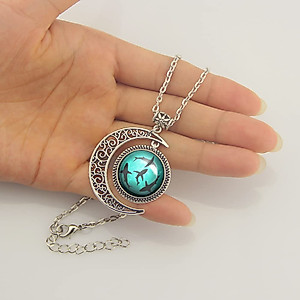 LERYDESI Sharks necklace Circling Sharks moon pendant Blue Ocean jewelry for women man best friend gift Chain length 22 inches