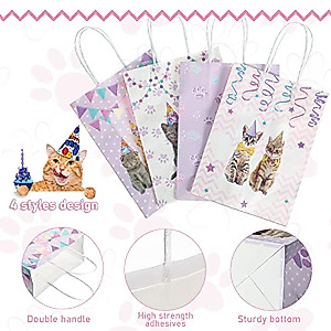 12 Pcs Cat Party Favor Bag Cat Theme Bags Cat Birthday Party Decorations Supplies Cat Candy Treats Bags Pet Party Favors Pet Animal Birthday Supplies