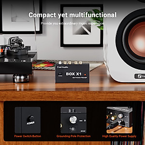 Fosi Audio Box X1 Phono Preamp for MM Turntable Mini Stereo Audio Hi-Fi Phonograph/Record Player Preamplifier with 3.5MM Headphone and RCA Output with DC 12V Power Supply