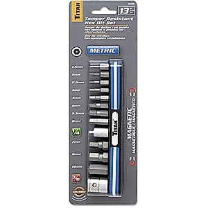 Titan 16136 13-Piece Tamper Resistant Metric Hex Bit Set