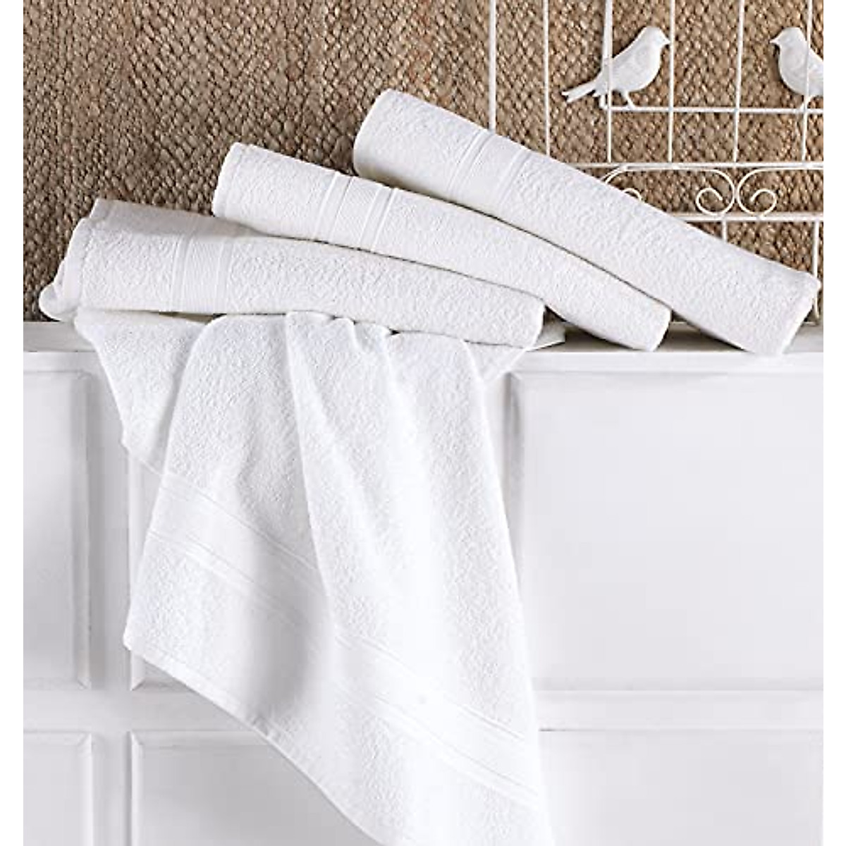 White Bath Towels 27" x 54" Quick-Dry High Absorbent 100% Turkish Cotton Towel for Bathroom, Guests, Pool, Gym, Camp, Travel, College Dorm (White, 4 Pack Bath Towel)