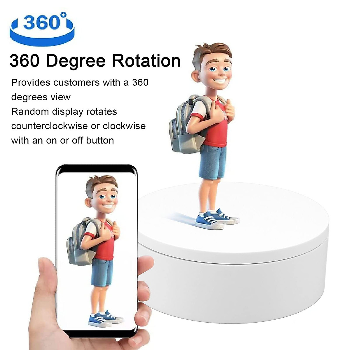 Jiawu Rotating Display Stand, Quiet Motorized Rotating Display Stand, 360° Display Photography Turntable, Adjustable Speed Tray with Remote Control, 3 KG Load Capacity for Products Shows (13cm/5in)