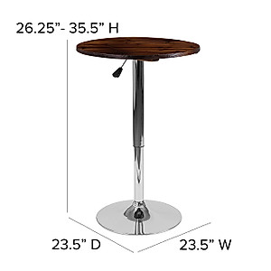 Flash Furniture Hills 23.5'' Round Adjustable Height Rustic Pine Wood Table (Adjustable Range 26.25'' - 35.5'')