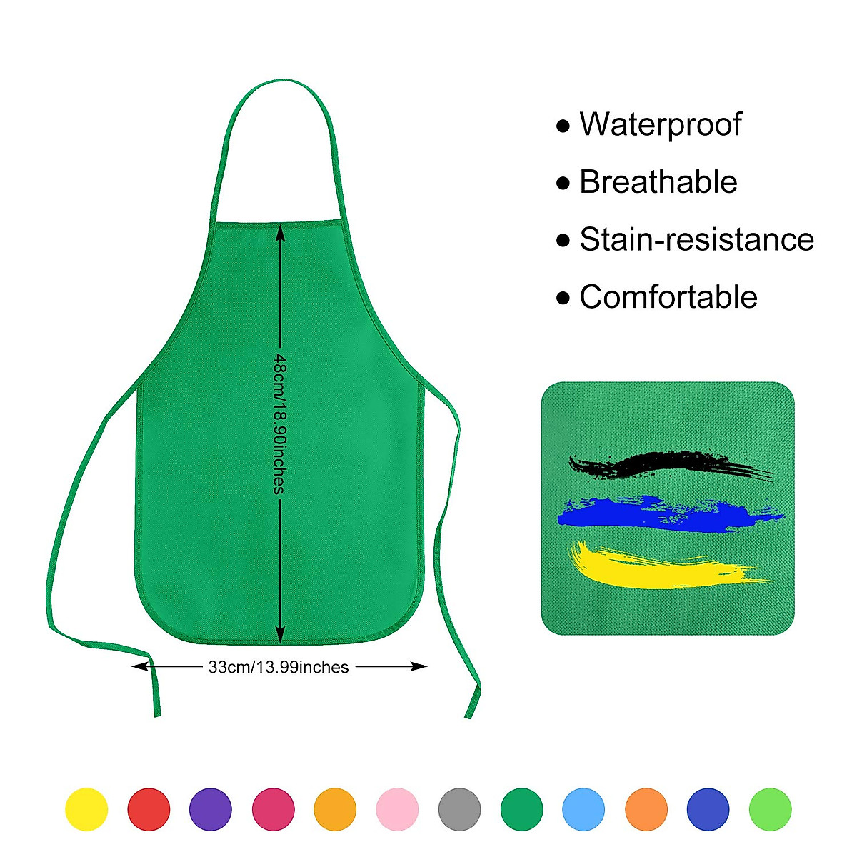 KUUQA 24 Pack 12 Colors Kids Art Aprons Children Painting Aprons Art Smocks for Craft, Kitchen, Classroom