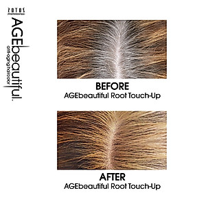 AGE beautiful Root Touch Up Hair Color Spray | Touch-Up Gray Concealer | Temporary Cover Up | Adds Volume & Covers Thinning Patches | Water, Sweat, Stain Resistant | Light Golden Brown | 2 Fl Oz