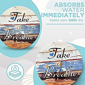 Elegant Coasters for Drinks| Absorbent Ceramic Coaster for Coffee Table| Classic Gift for Housewarming| Set of 6 Coasters with Holder| Decor for Kitchen Room, Living Room, Patio Table, Bar, etc.