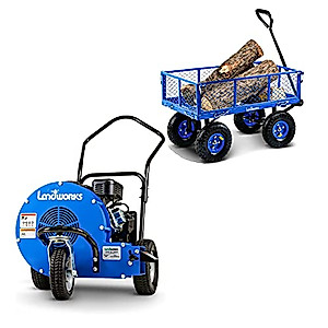Landworks Leaf-Snow Blower Wheeled Walk Behind & Lawn & Garden Utility Cart/Beach Wagon [Bundle Deal]