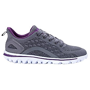 Propét Womens TravelActiv Axial Sneaker, Grey/Purple,9 XX-Wide