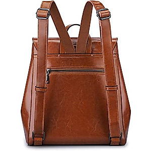 ACOMOO Women's Women's Leather Bag Wallet Daily Leisure Travel Small Backpack (Brown)