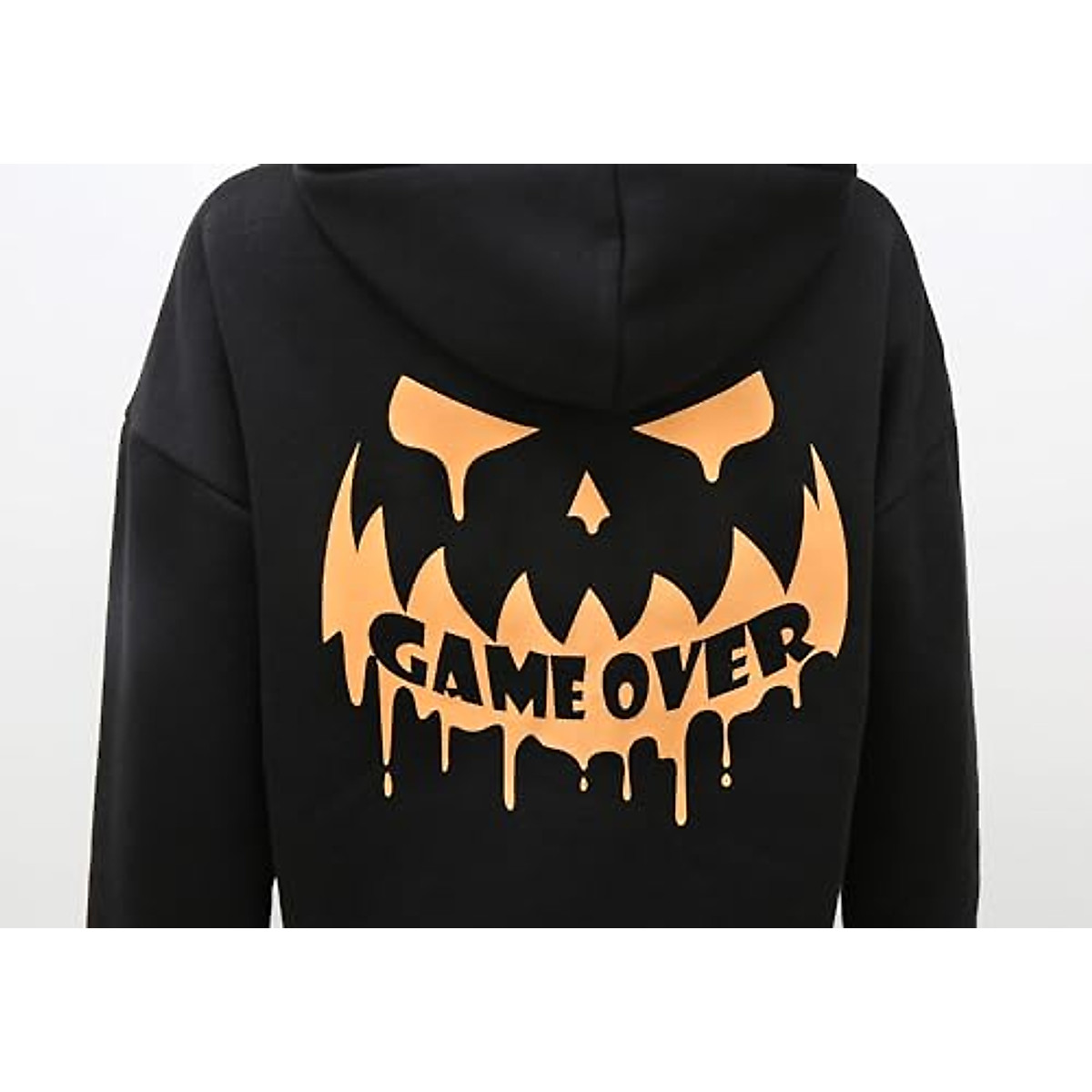 C-ZOFEK Halloween Women Men Long Sleeve Pumpkin Skeleton Pullover Hoodie (XX-Large) Black Orange