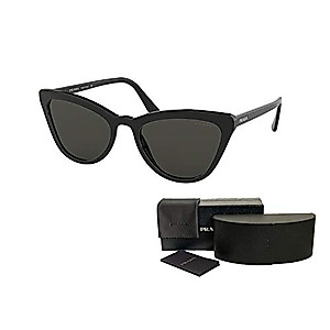 Prada PR01VS CATWALK 1AB5S0 56M Black/Grey Cat Eye Sunglasses For Women + BUNDLE With Designer iWear Complimentary Eyewear Kit