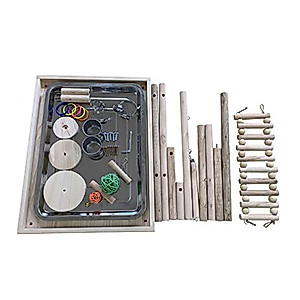 WYunpets Bird Perch Platform Stand Wood Bird Playground for Small Animals Parrot Parakeet Conure Cockatiel Budgie Gerbil Rat Mouse Chinchilla Hamster Cage Accessories Exercise Toys Sector