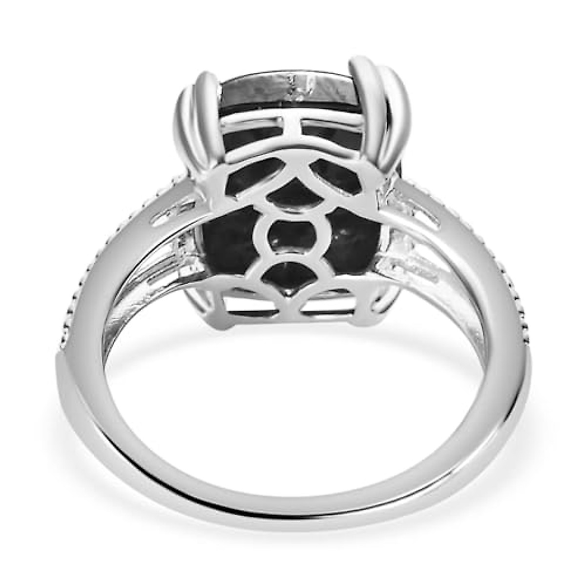 SHOP LC 925 Sterling Silver Black Solitaire Ring for Women Jewelry Karelian Shungite Size 7 Birthday Gifts for Women