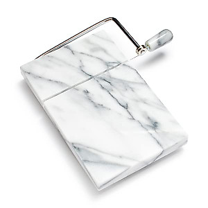 Sur La Table 5"x 8" Marble Cheese Board and Slicer, Comes with 2 Replacement Wires, Gray