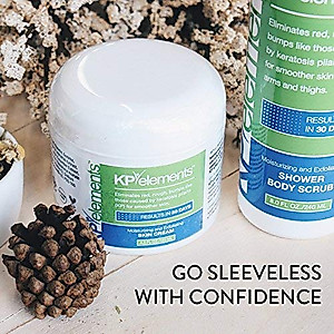 KP Elements Body Scrub & Exfoliating Cream for Keratosis Pilaris Treatment Bundle (8 fl oz) | Bump Eraser Body Scrub | KP Lotion & KP Bump Eraser | Strawberry Legs Treatment for Women