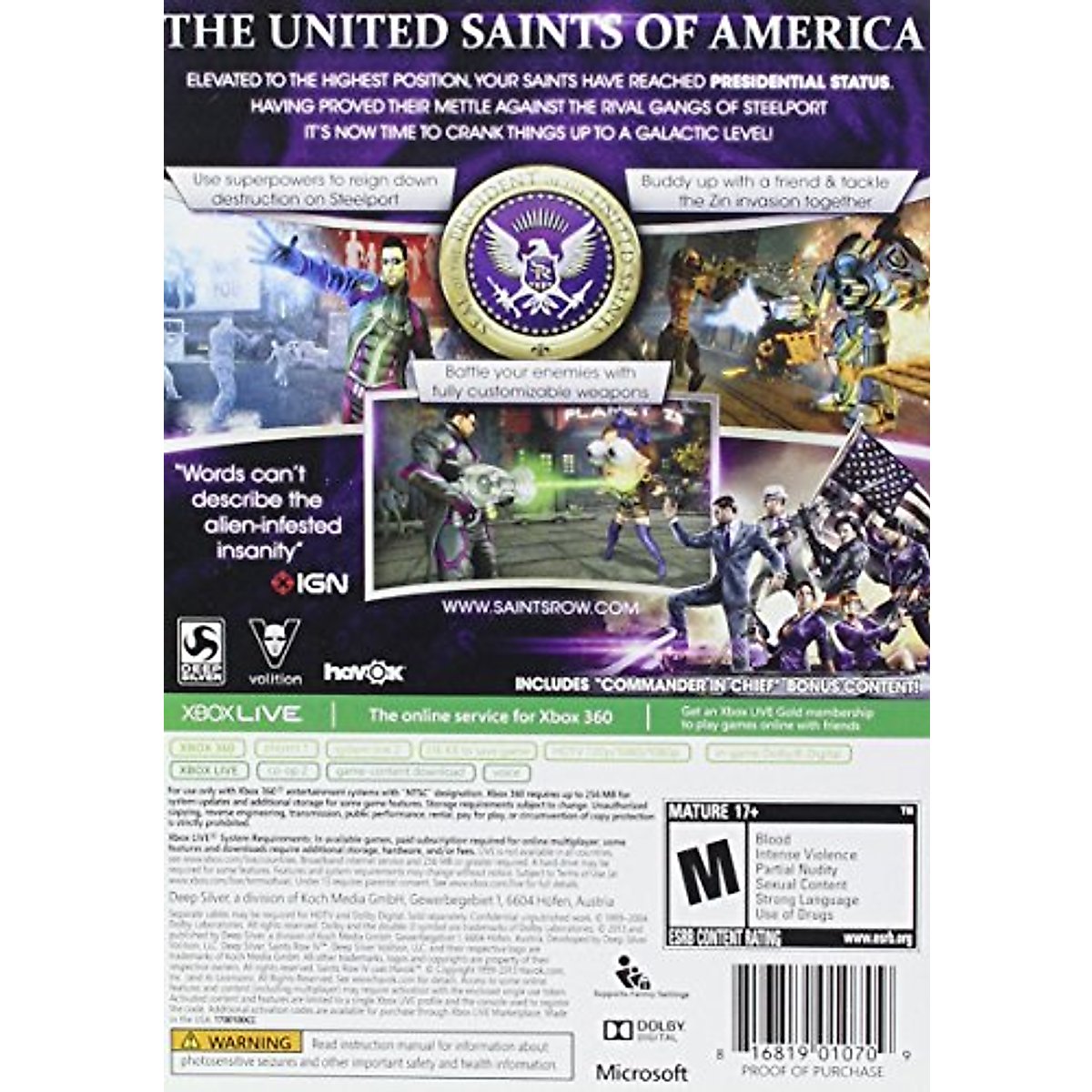 Saints Row IV Commander in Chief Edition Xbox 360 [Xbox 360]