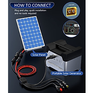 ELECTOP 4-in-1 Solar Panel Connector Extension Cable Splitter, Compatible with Anderson Connector DC 8mm 5.5mm Adapter Power Plug XT60 Female Connector Charger Solar Connectors Parallel Adapter Cable