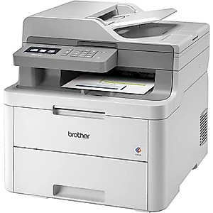 Brother MFC-L3710CW Compact Digital Color Wireless All-in-One Laser Printer, Print&Copy&Scan&Fax, 19ppm, 250 Sheets Capacity, 50-Sheet ADF, 3.7” Color TS, Wi-Fi, USB, Bundle with Printer Cable