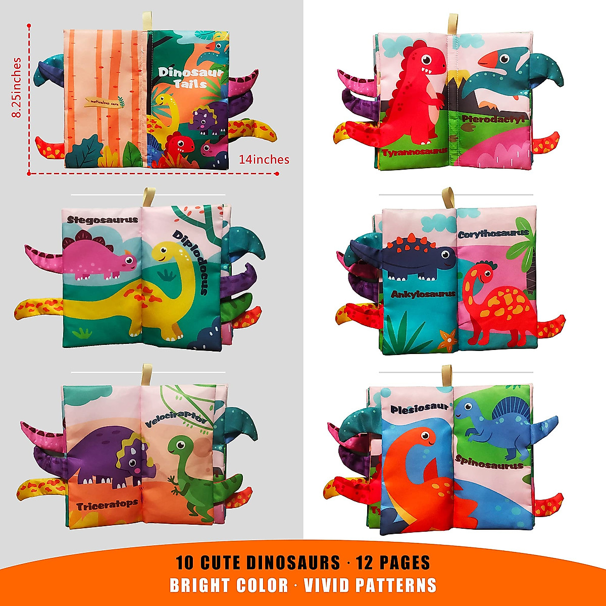 AMINFUN Soft Cloth Baby Book Toy,Colorful Fabric Baby Learning Book,Touch and Feel Crinkle Sound Early Educational Toy, for Babies Infants Toddlers