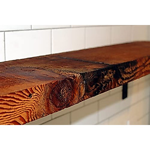 Modern Timber Craft Reclaimed Wood Mantel Shelf | Easy-to-Install | Steel Angle Brackets Included | Rustic Decoration | 2" Thickness | 78" L x 8" D, Oiled