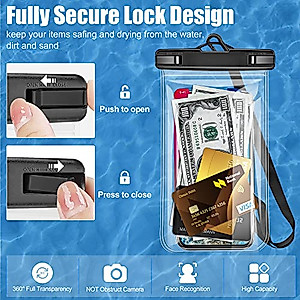 takyu Waterproof Phone Pouch, Universal Premium PVC Waterproof Cell Phone Case Dry Bag Compatible for iPhone 14,13,12 11 Pro Max Plus Mini & Other Smartphones Up to 7 inches (Black,Black/2 Pcs)