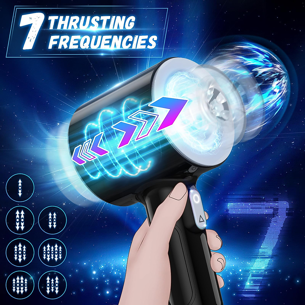 Automatic Male Masturbator, Foreglad Stroking Male Masturbators Cup with 7 Powerful Thrusting & Vibrating Modes, Blowjob Machine Pocket Pussy for Men, Dual Open-Ended Penis Massager Sex Toys for Men