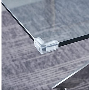 Rectangular Glass Dining Table, Modern Rectangular Dining Table with Tempered Glass Top, 4 Silver Chrome Metal Legs, Dining Room Table for 6,Kitchen Table,Coffee Table for Living Room (Silver)