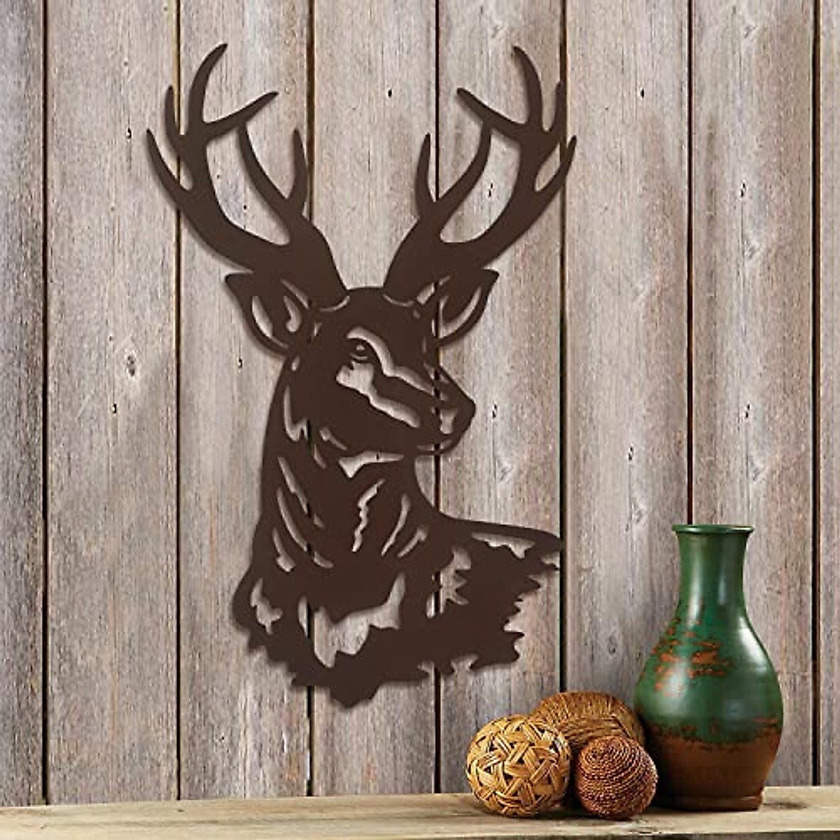 Hokfirm Deer Wall Decor Deer Silhouette Wall Decor Metal Deer Wall Art Indoor and outdoor Wall Decor