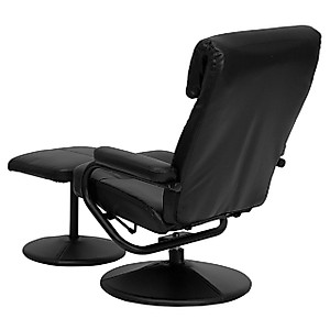 Flash Furniture Jenny Contemporary Multi-Position Headrest Recliner and Ottoman with Wrapped Base in Black LeatherSoft